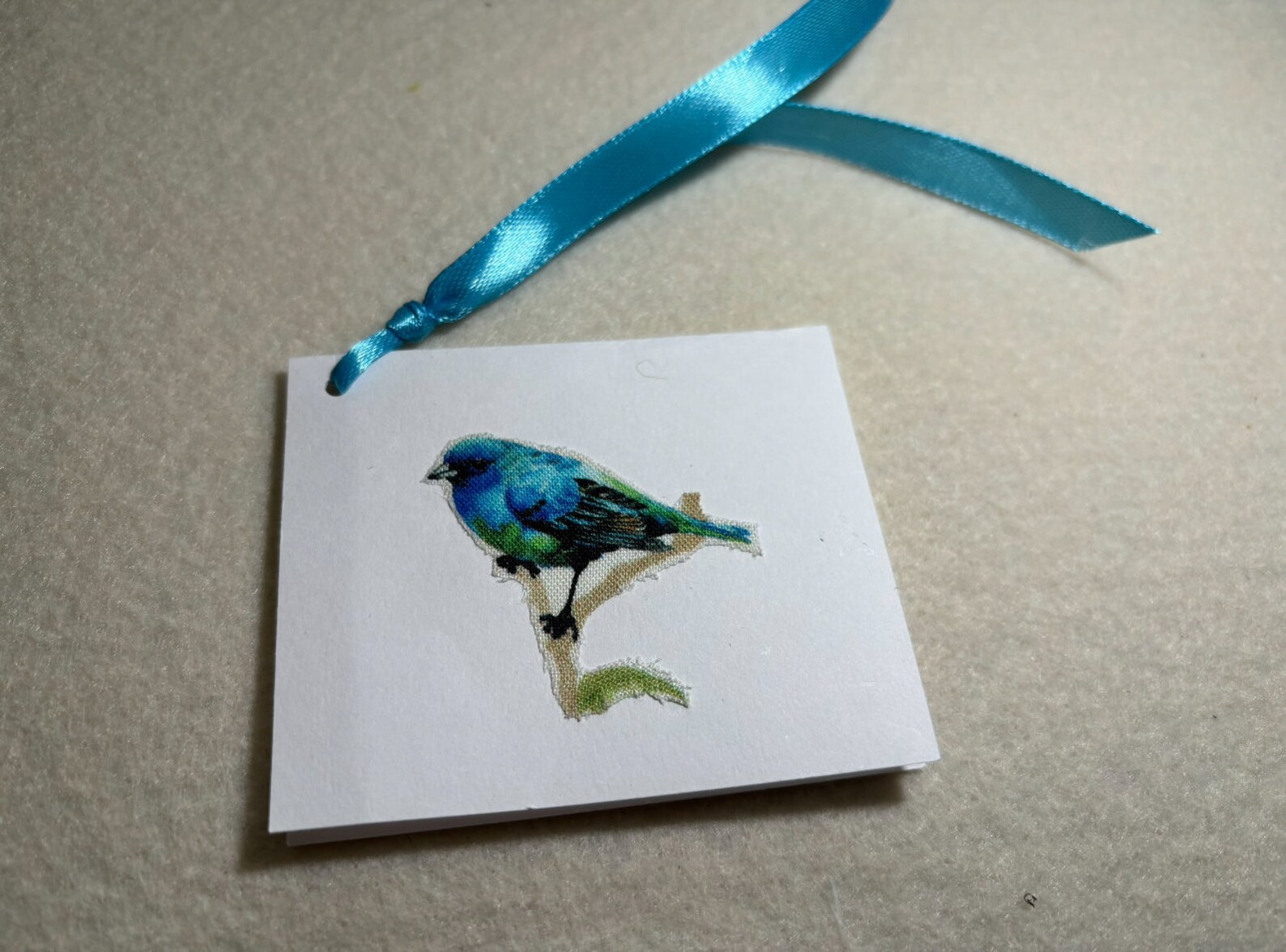 Fabric Bird Embellished Gift Tags With Ribbon. Blank Inside. Pack of 6 ...