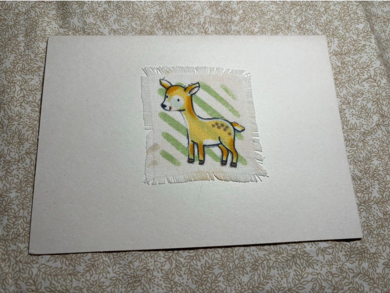 Woodland Critters Themed Blank Cards With Fabric Owl, Fawn/deer, and ...