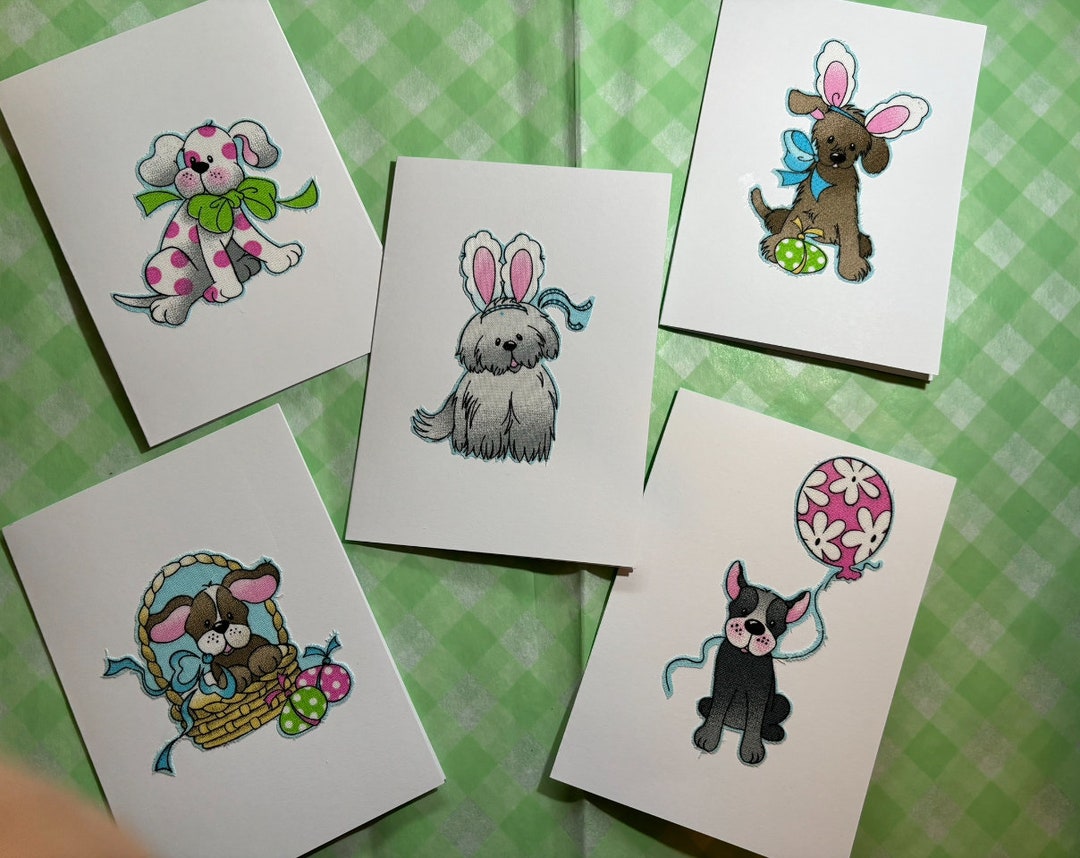 Handcrafted, Blank Easter Cards With Hand Cut Fabric Images of Cute ...