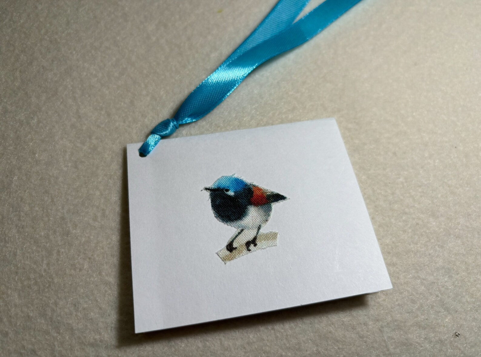 Fabric Bird Embellished Gift Tags With Ribbon. Blank Inside. Pack of 6 ...