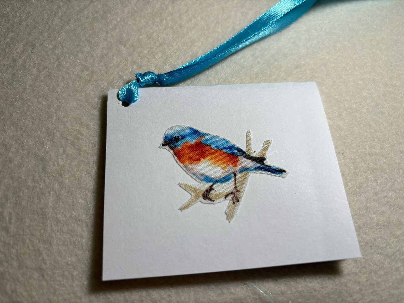 Fabric Bird Embellished Gift Tags With Ribbon. Blank Inside. Pack of 6 ...