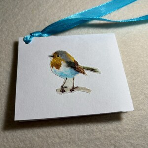 Fabric Bird Embellished Gift Tags With Ribbon. Blank Inside. Pack of 6 ...