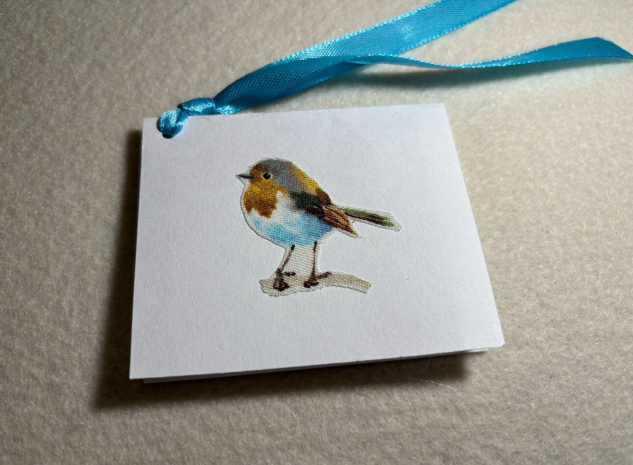 Fabric Bird Embellished Gift Tags With Ribbon. Blank Inside. Pack of 6 ...