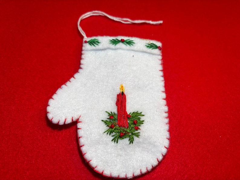 Hand Embroidered Felt Mitten Ornament and Gift Card/money Holder ...