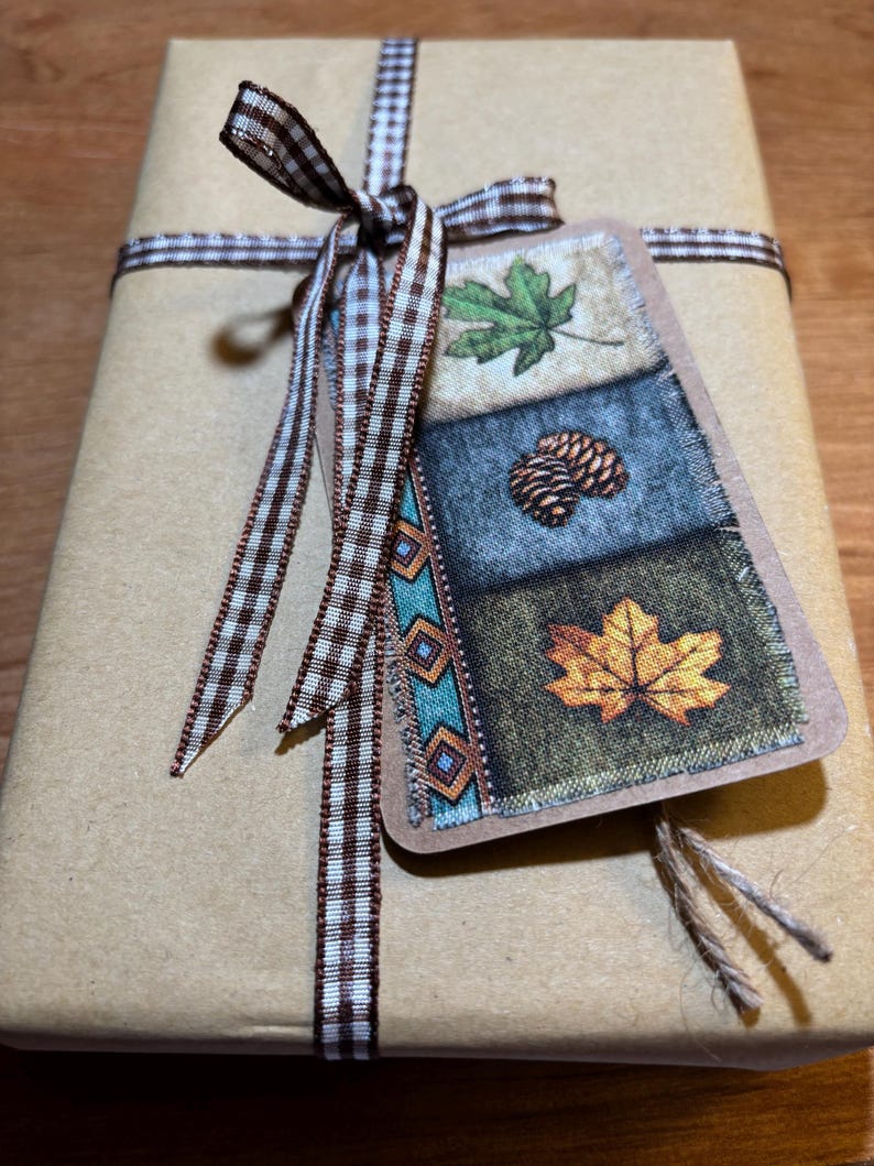 Botanical, Woodsy, Nature Themed Gift Tags. Fabric on Craft Card Stock ...