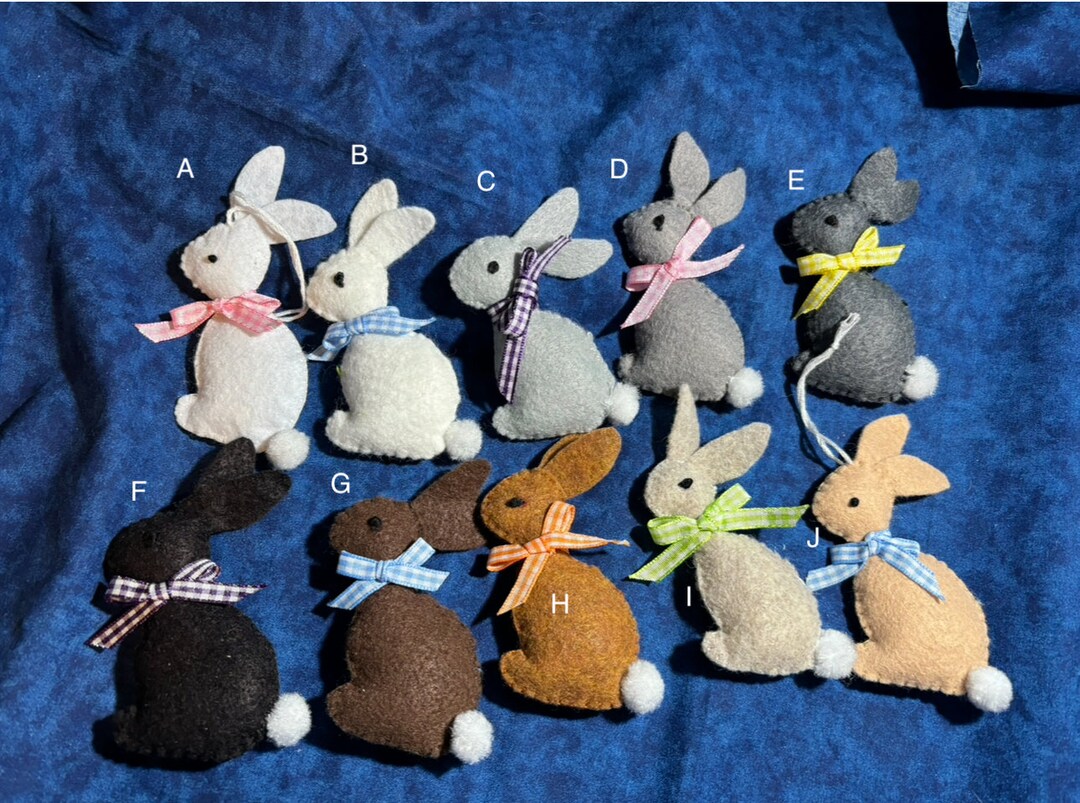 Soft Felt (two Sided) Plush Bunnies With Puff Ball Tails and Gingham ...