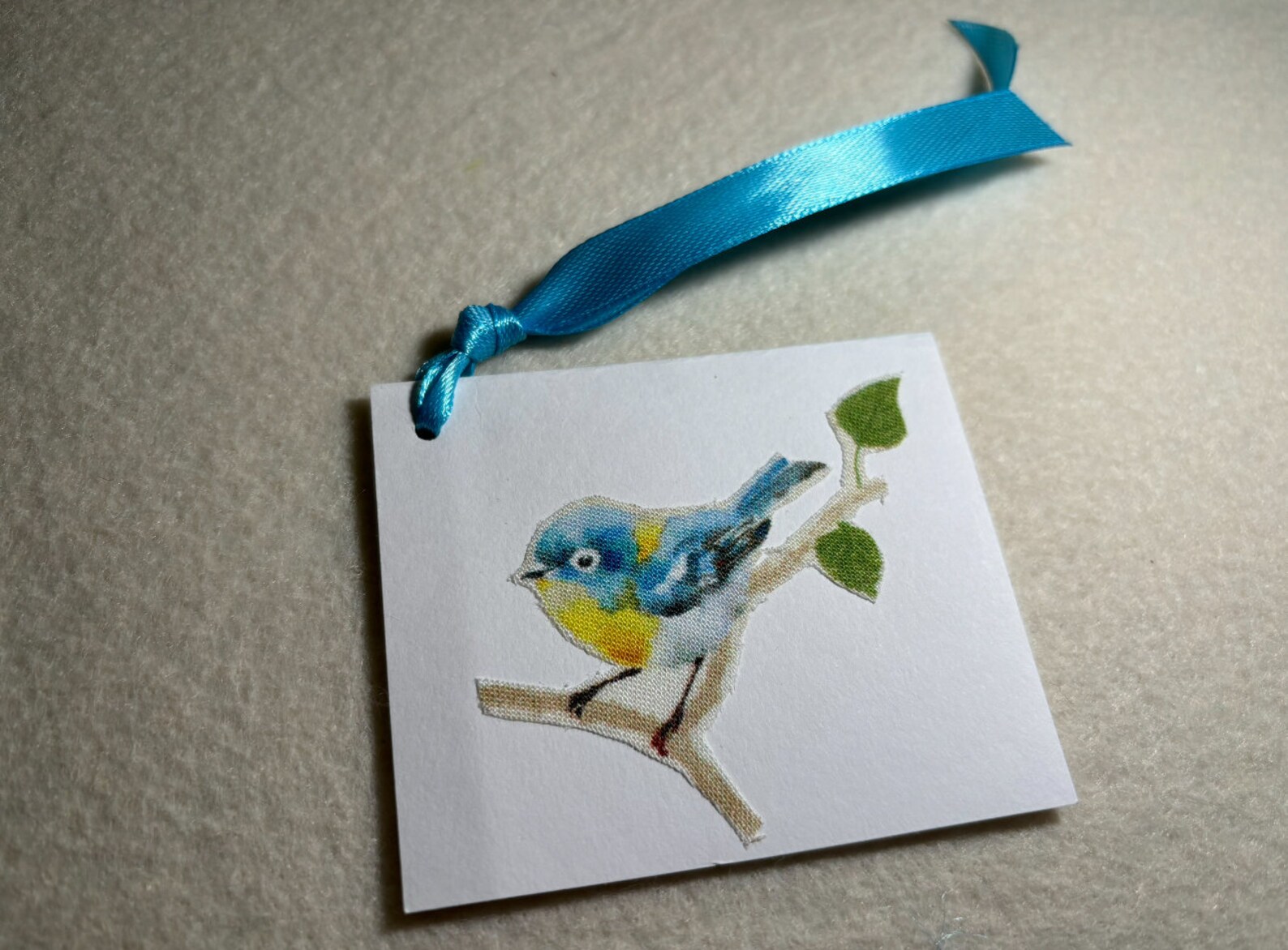 Fabric Bird Embellished Gift Tags With Ribbon. Blank Inside. Pack of 6 ...