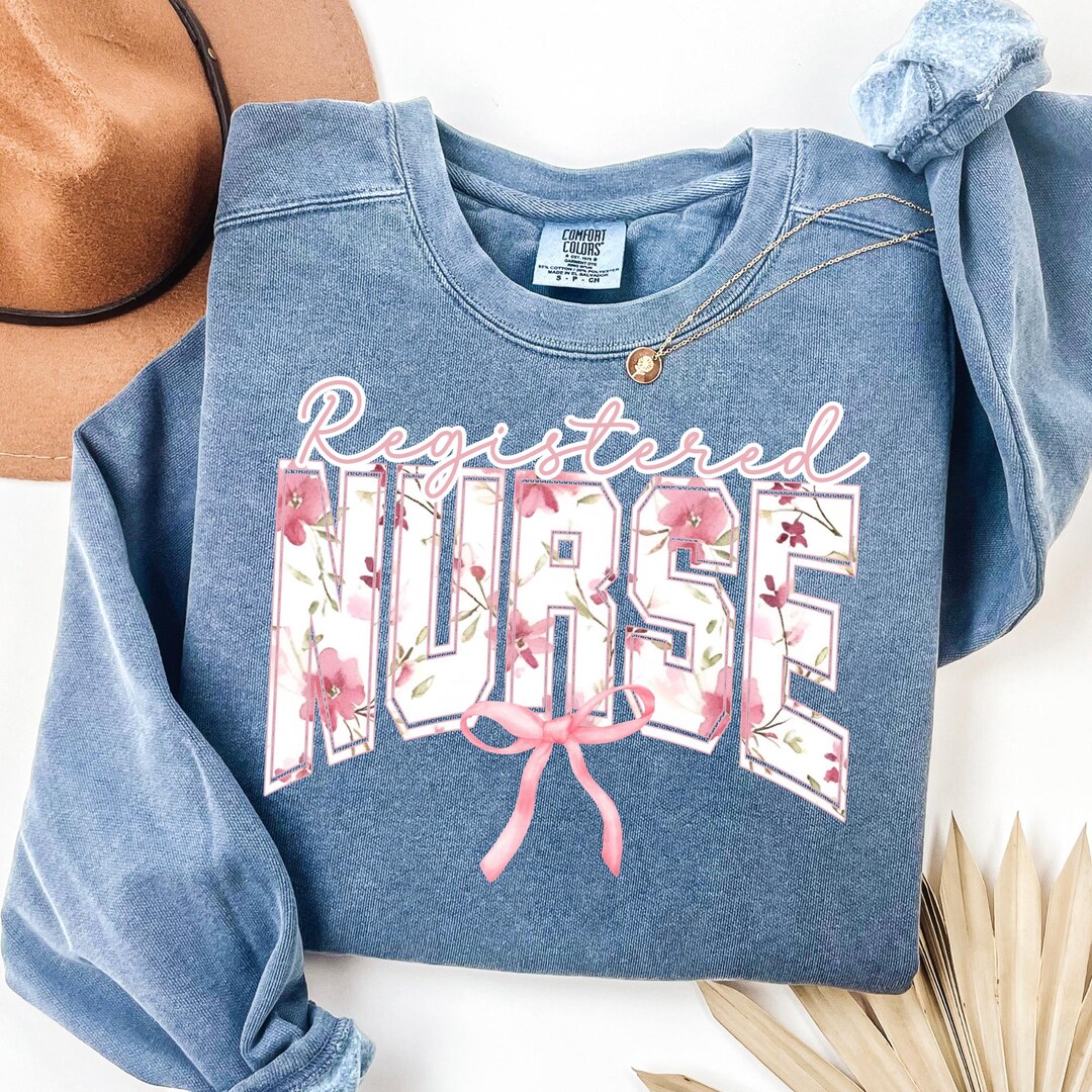 Comfort Colors Coquette Registered Nurse Sweatshirt, Pink Floral ...