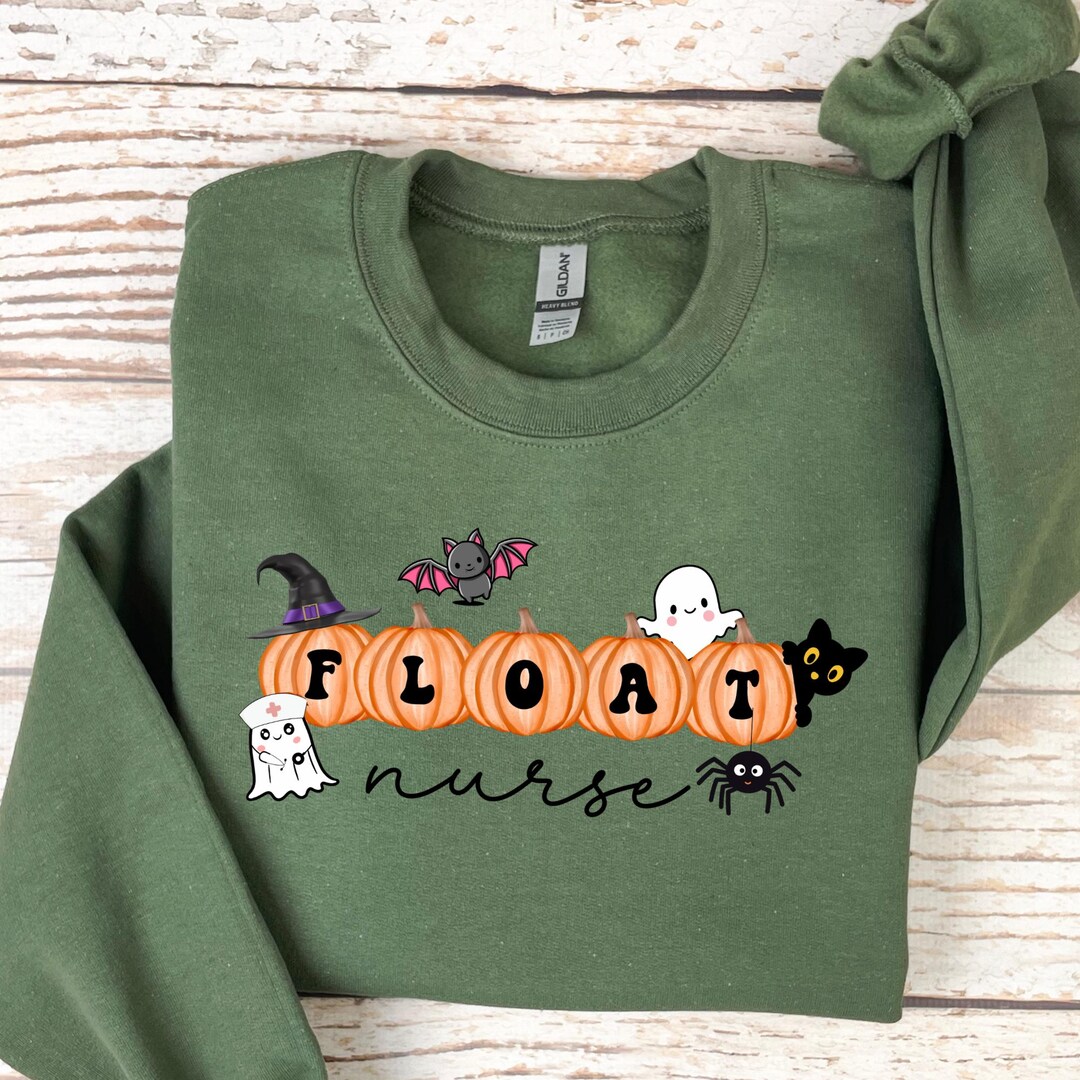 Halloween Float Nurse Sweatshirt, Cute Pumpkin Float Pool Nurse ...