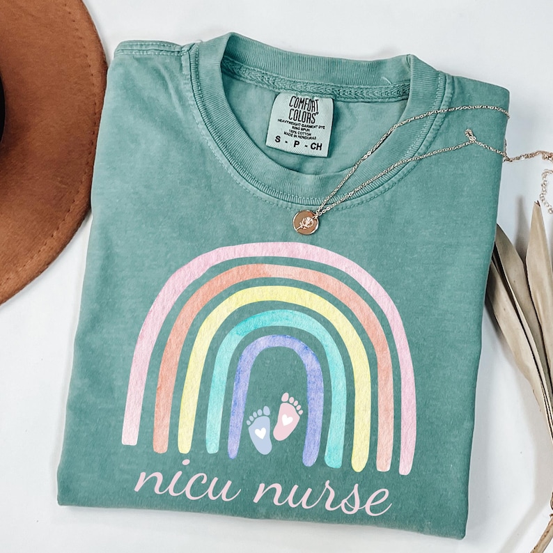 NICU Nurse Shirt Comfort Colors, Rainbow Neonatal Intensive Care Unit ...