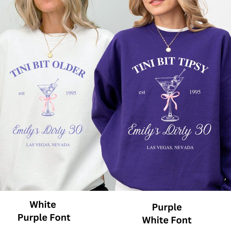 Tini Bit Tipsy 30th Birthday Sweatshirt, Martini Theme Crewneck - Etsy