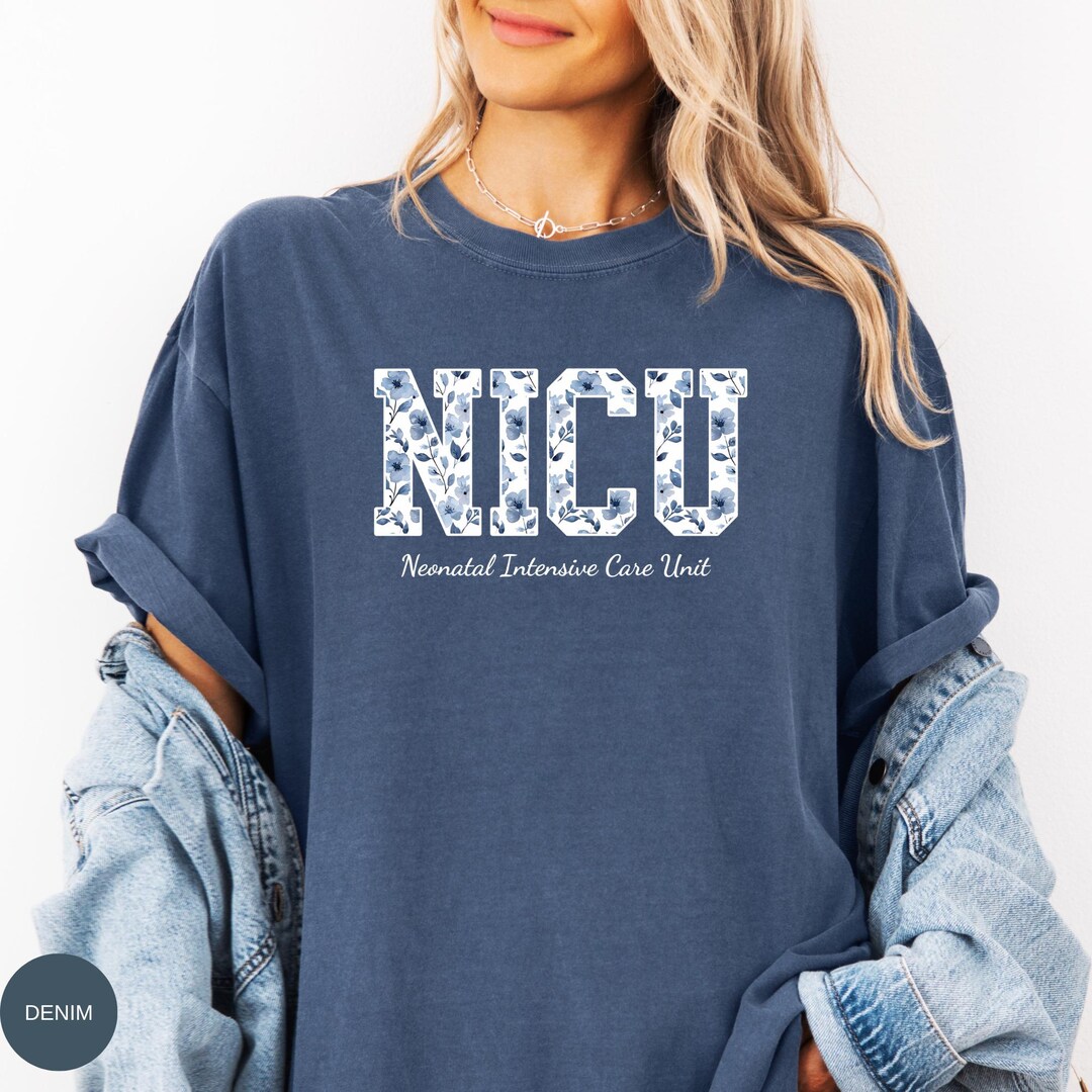 Blue Floral Chinoiserie Nicu Nurse Unit Shirt Comfort Colors, Nicu ...