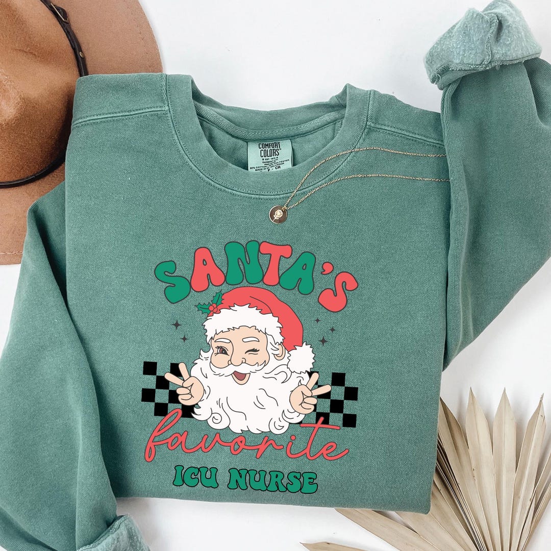 Comfort Colors Christmas ICU Nurse Sweatshirt, ICU Nurse Christmas ...