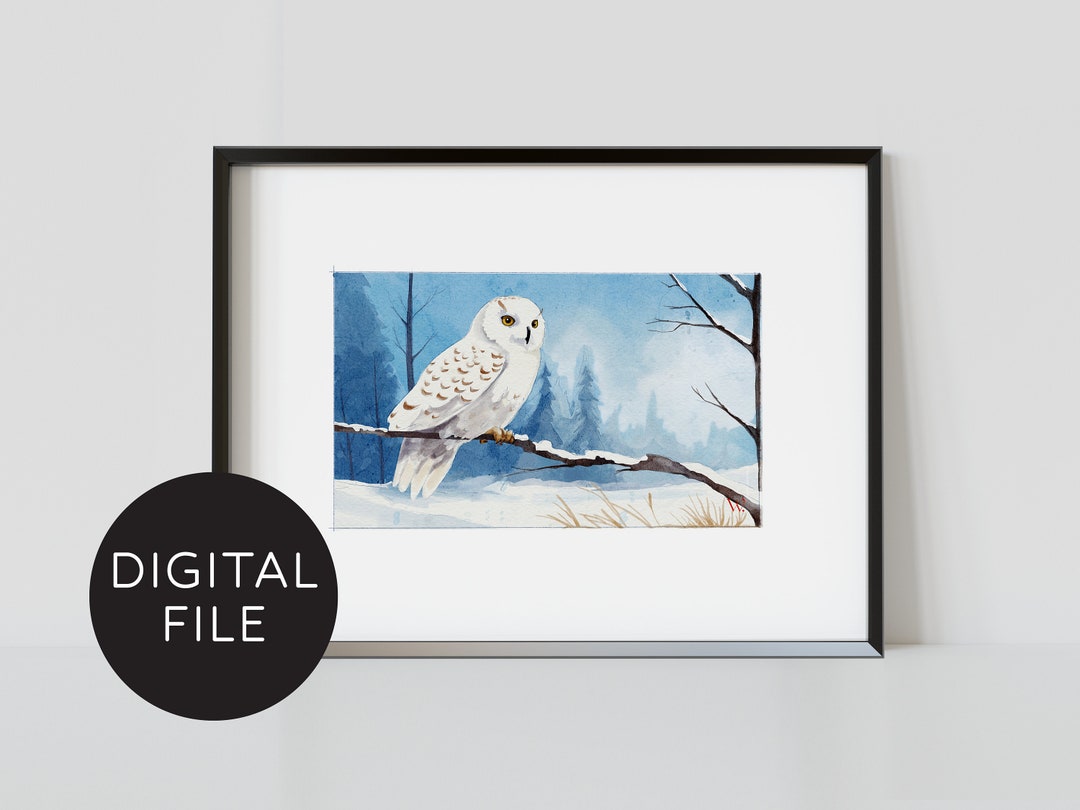 Snowy Owl Printable Poster - Nocturnal Bird Print - Woodland Animal ...