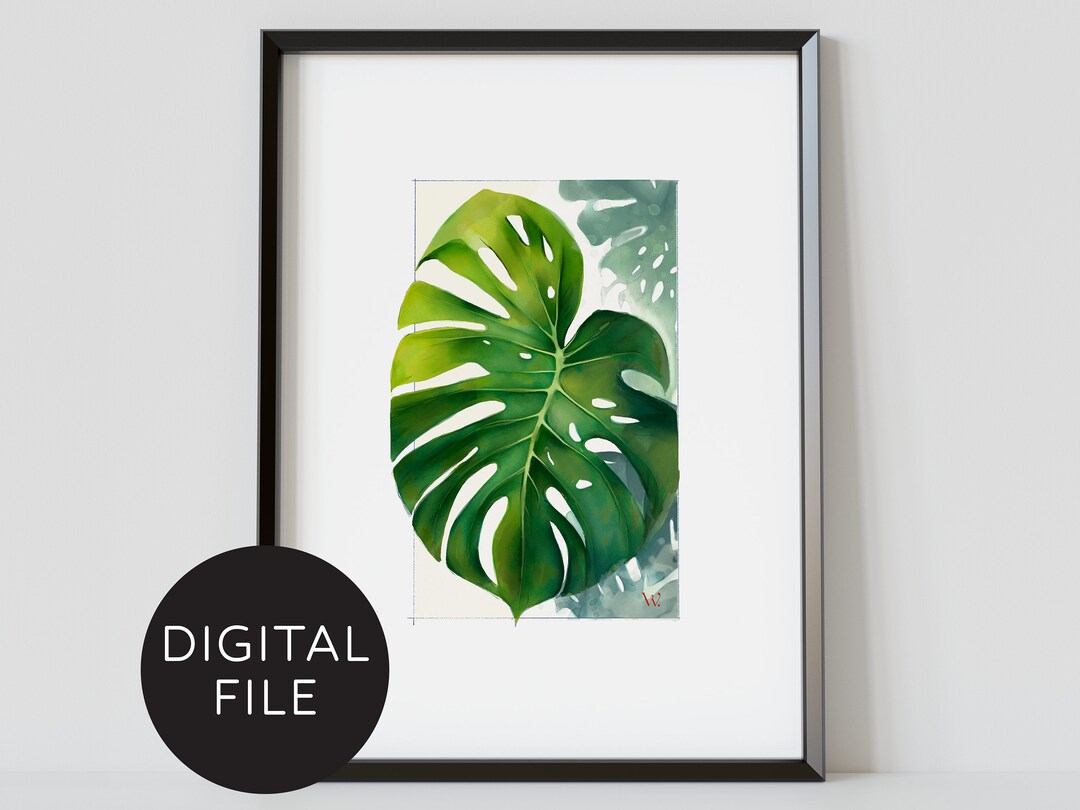 Monstera Printable Poster - Tropical Leaf Print - Monstera Leaf Art ...