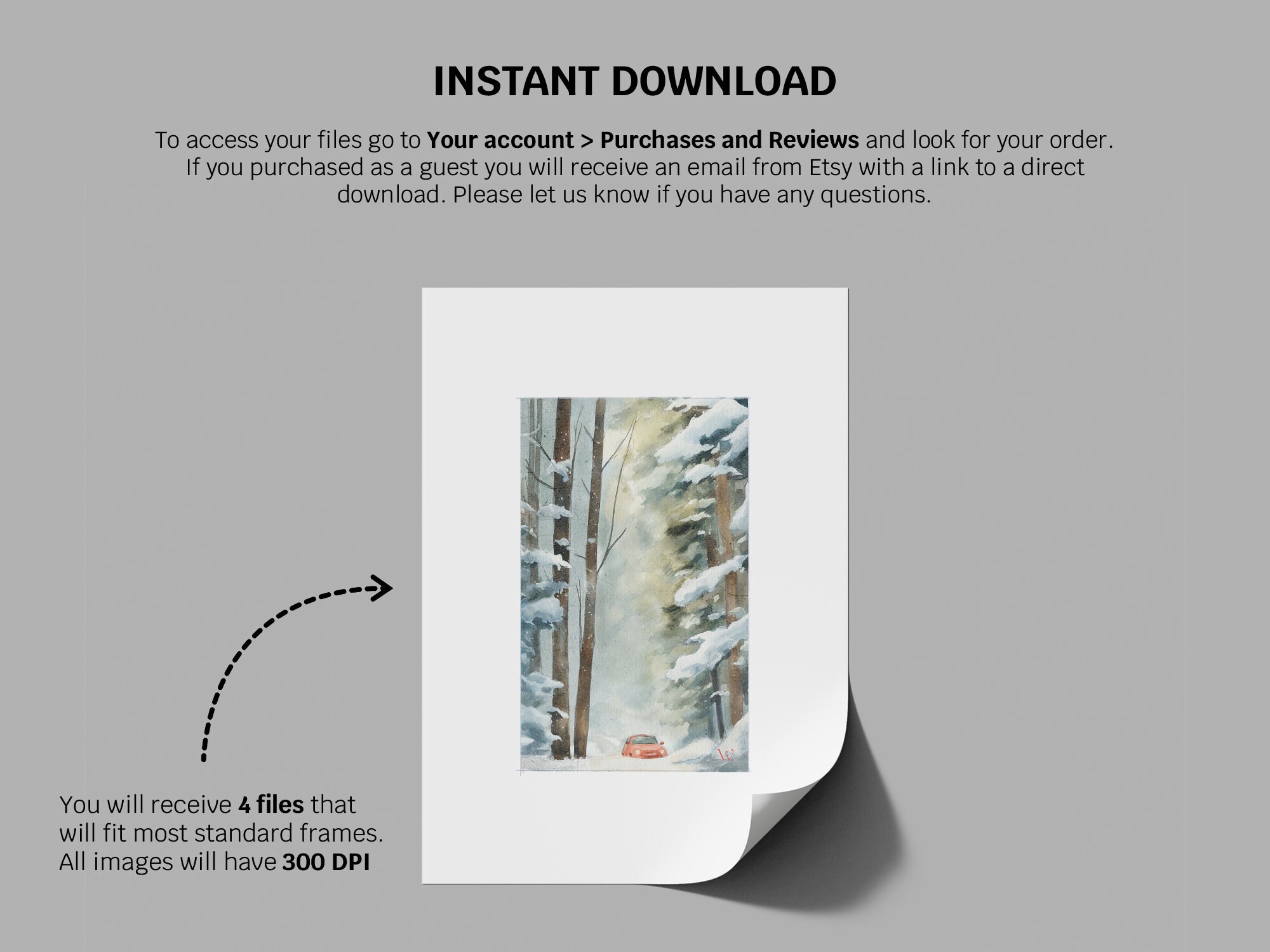 Winter Forest Printable Poster - Printable Wall Art - Snowy Winter ...
