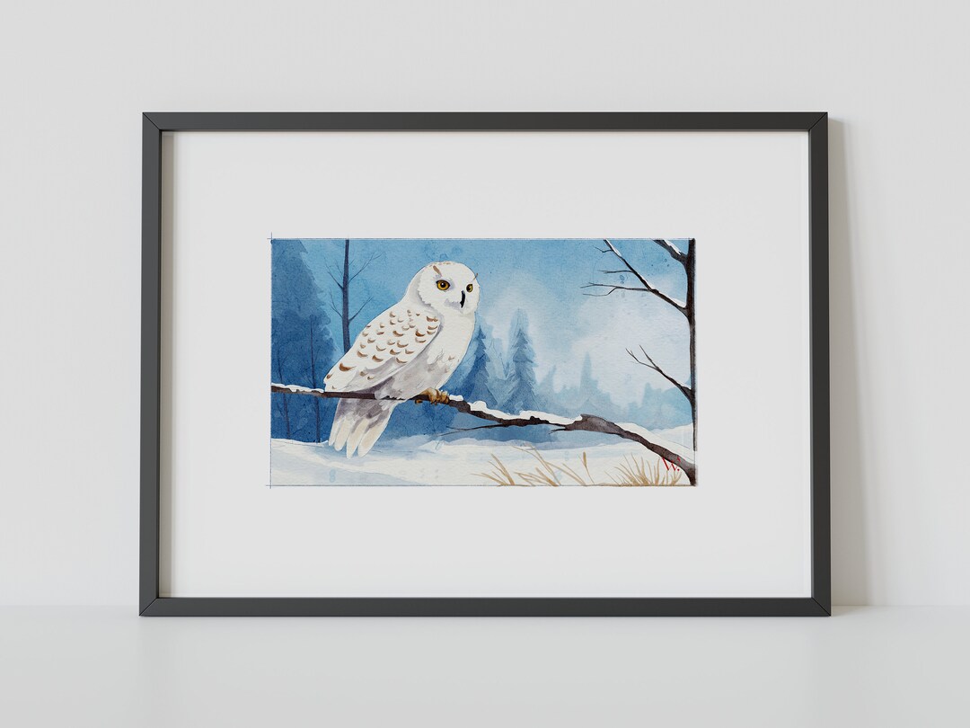 Snowy Owl Print Digital Download Nocturnal Bird Print Woodland Animal ...