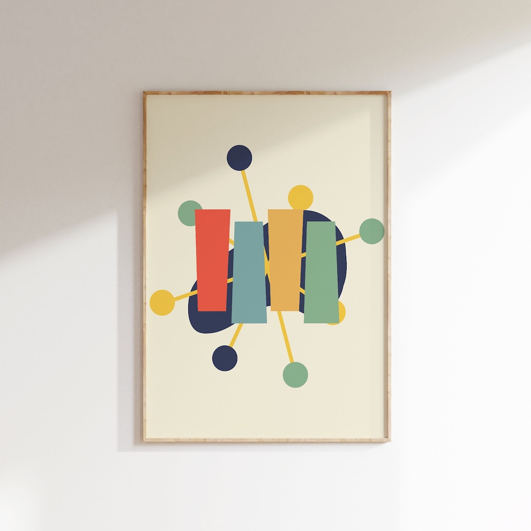 Mid-century Atomic Modern Art, Abstract Geometric Print, Retro Wall ...