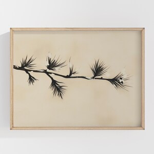 Minimalistic Winter Drawing - Snowy Branch - Printed Artwork - Etsy