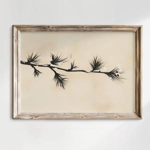 Minimalistic Winter Drawing - Snowy Branch - Printed Artwork - Etsy
