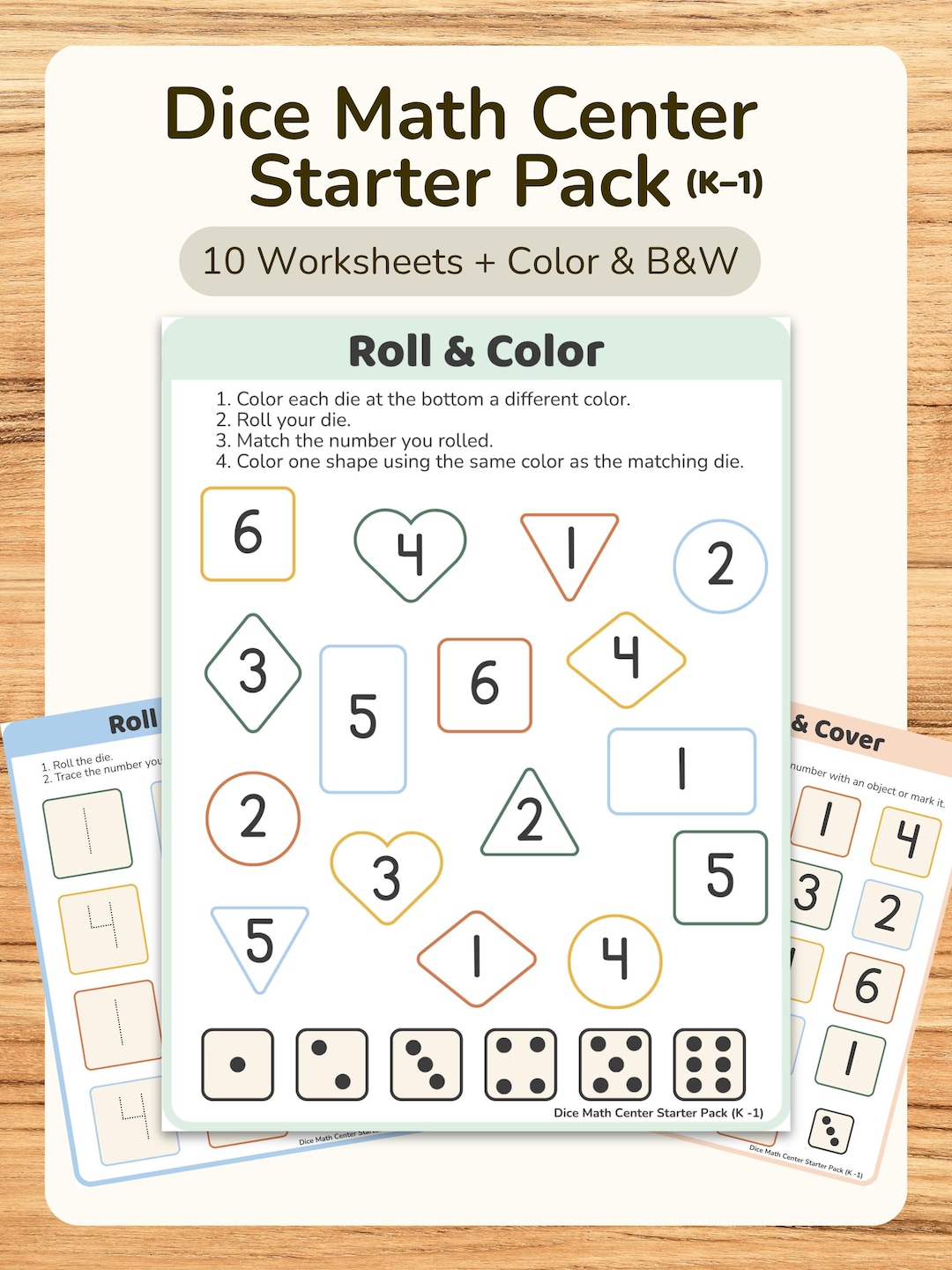 Dice Math Worksheets – Roll & Learn Games, Kindergarten (PDF Download ...