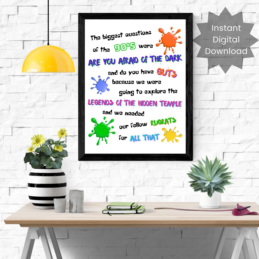 90s Nickelodeon-inspired Digital Wall Art – Retro Quote Design - Etsy