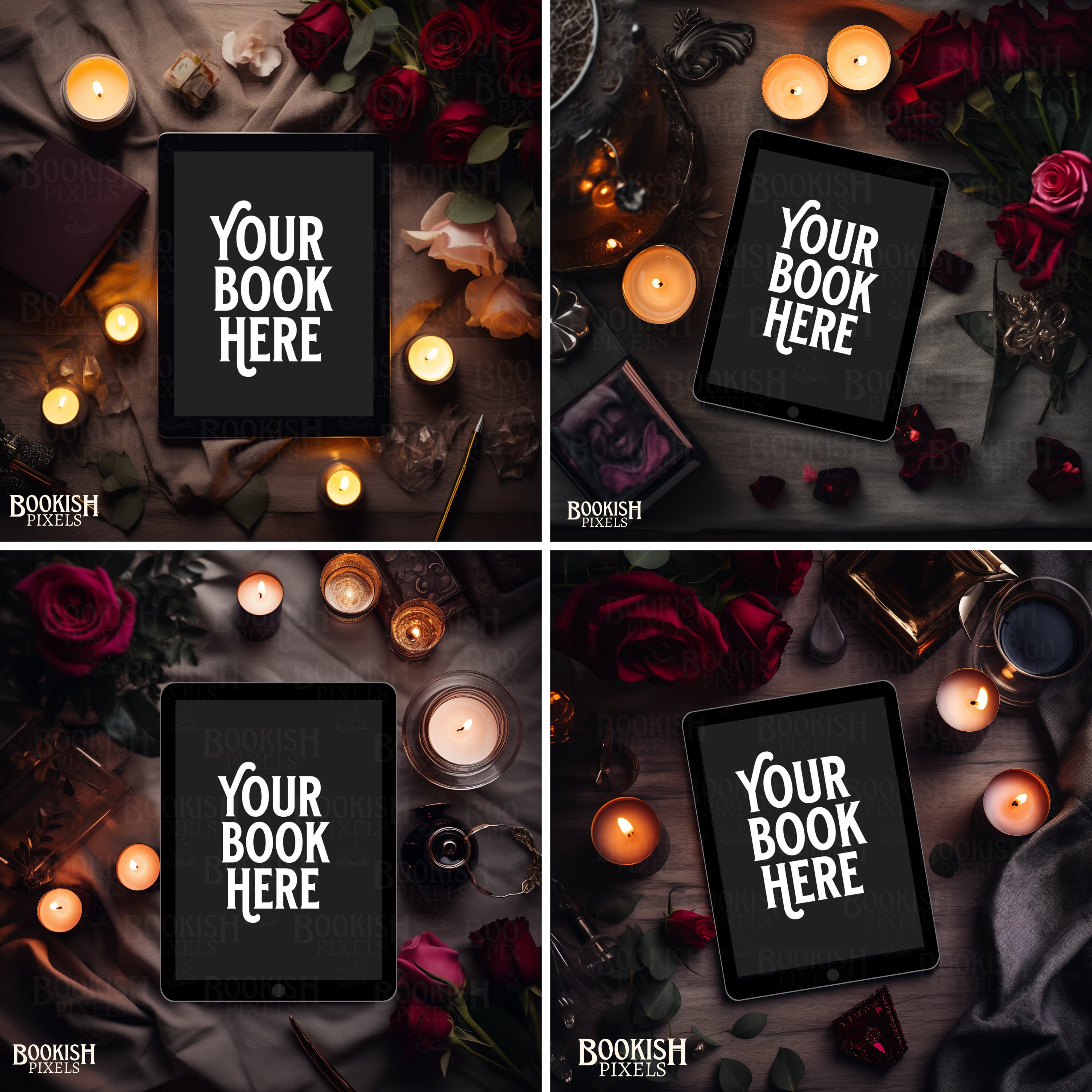 Dark Romance Bookstagram Flatlay Bundle Images | Canva Ebook Mockup ...