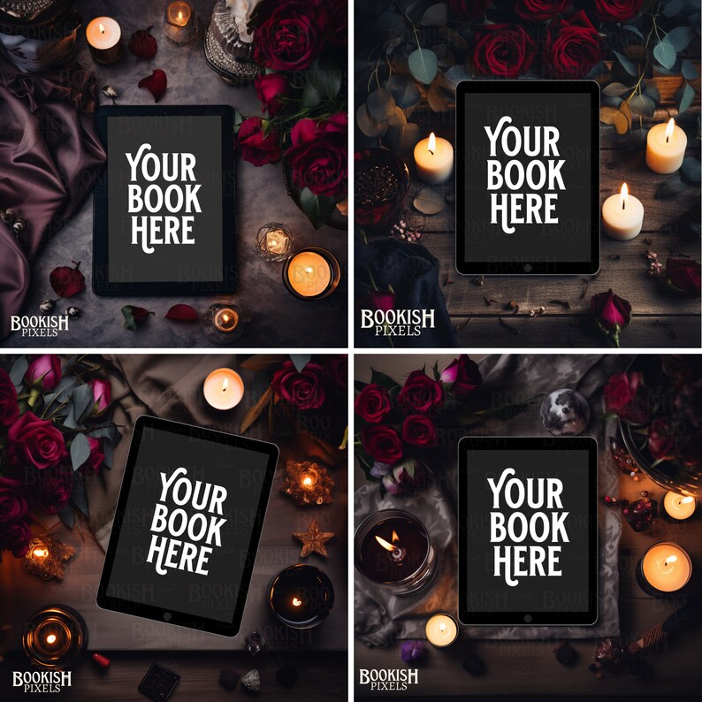 Dark Romance Bookstagram Flatlay Bundle Images | Canva Ebook Mockup ...
