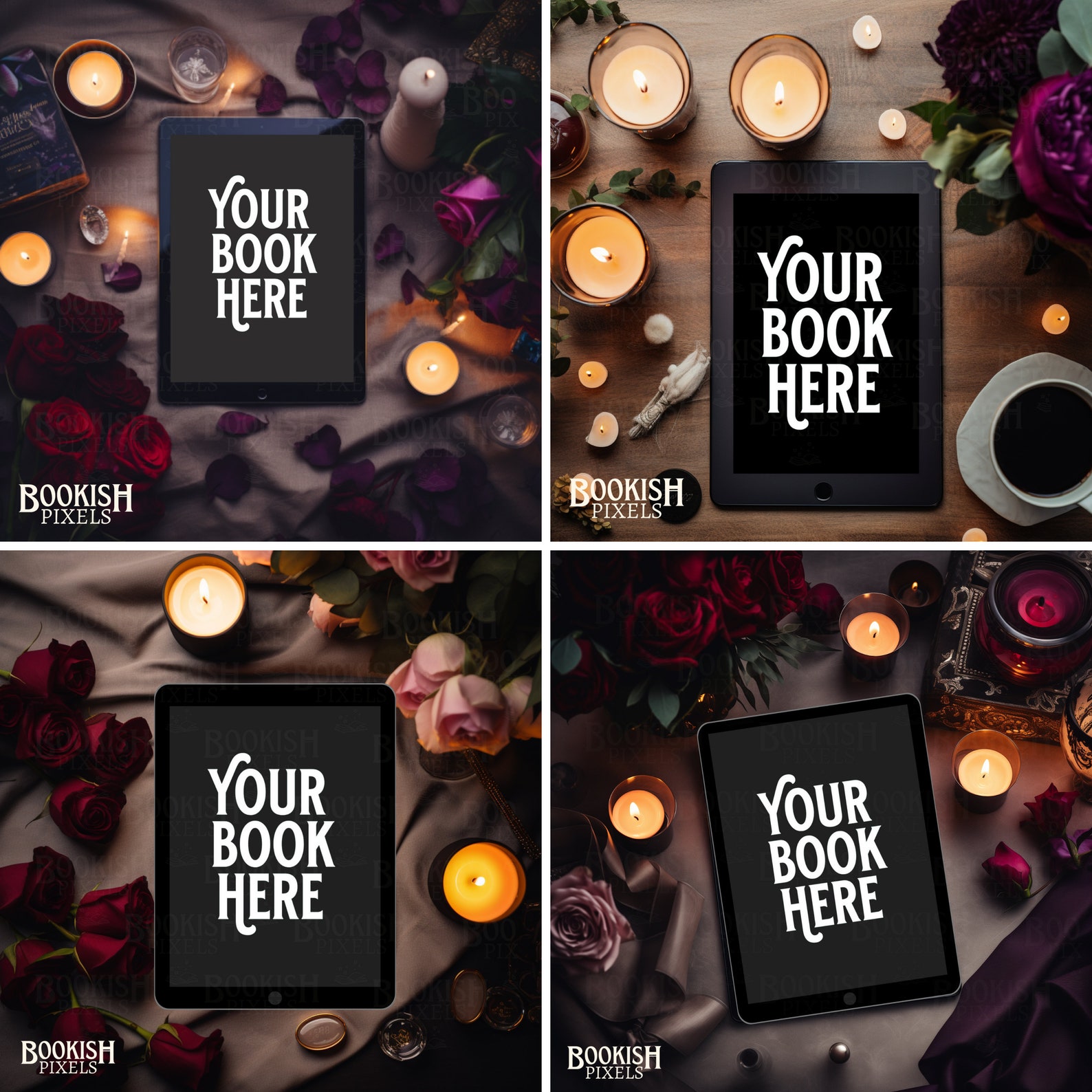 Dark Romance Bookstagram Flatlay Bundle Images Canva Ebook Mockup ...