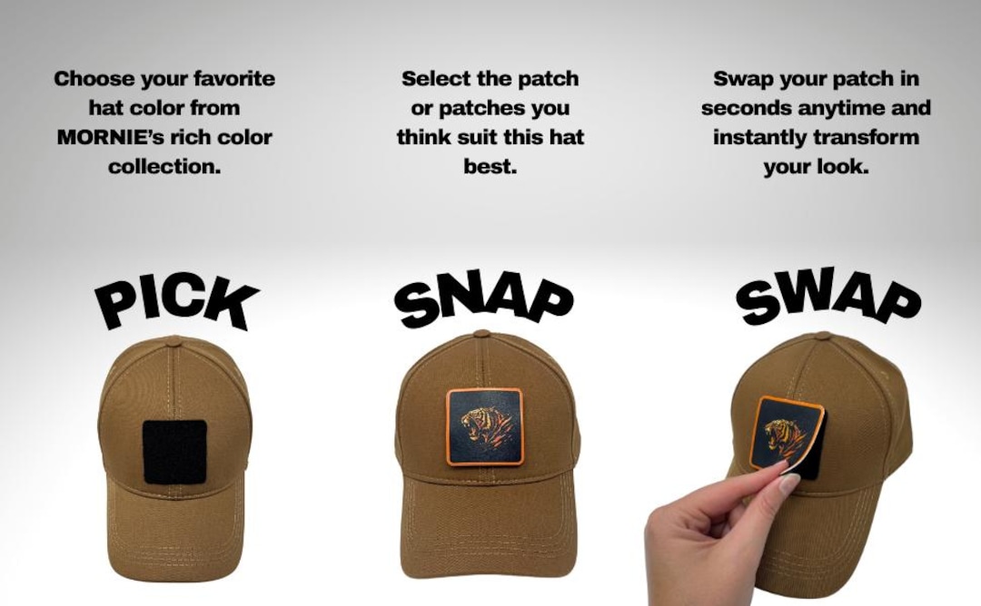 Removable Patch 6 Panel Baseball Cap, Cotton Adjustable Dad Hat, Gift ...