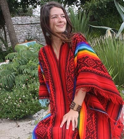 Traditional Peruvian Poncho, Red/black/rainbow, Poncho for Unisex ...