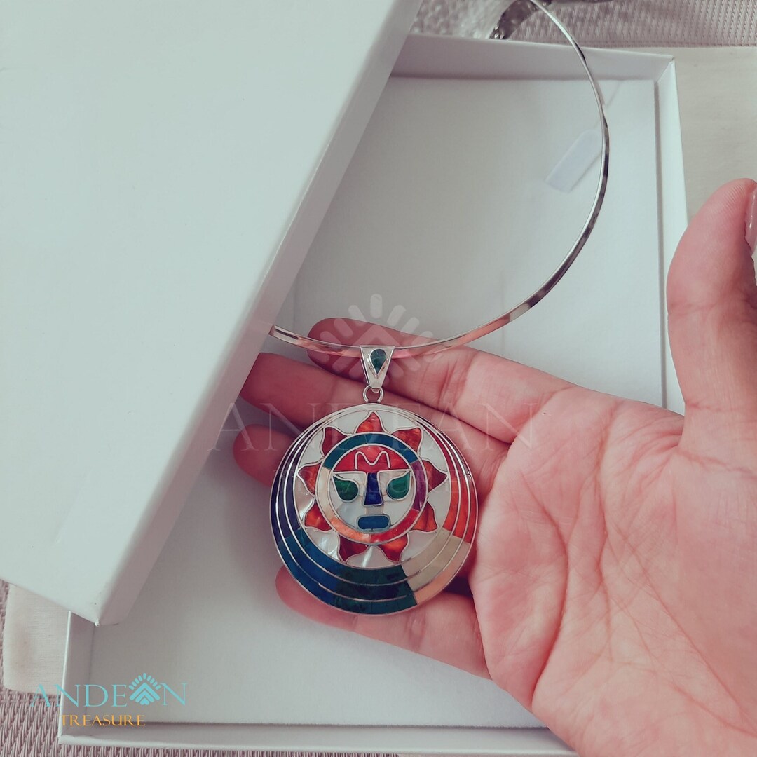 Pachamama Inca 950 Silver Pendant With the God Inti, Embedded With ...