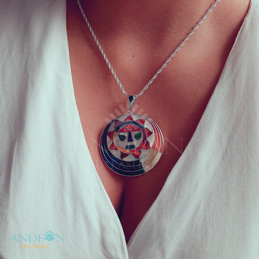 Pachamama Inca 950 Silver Pendant With the God Inti, Embedded With ...