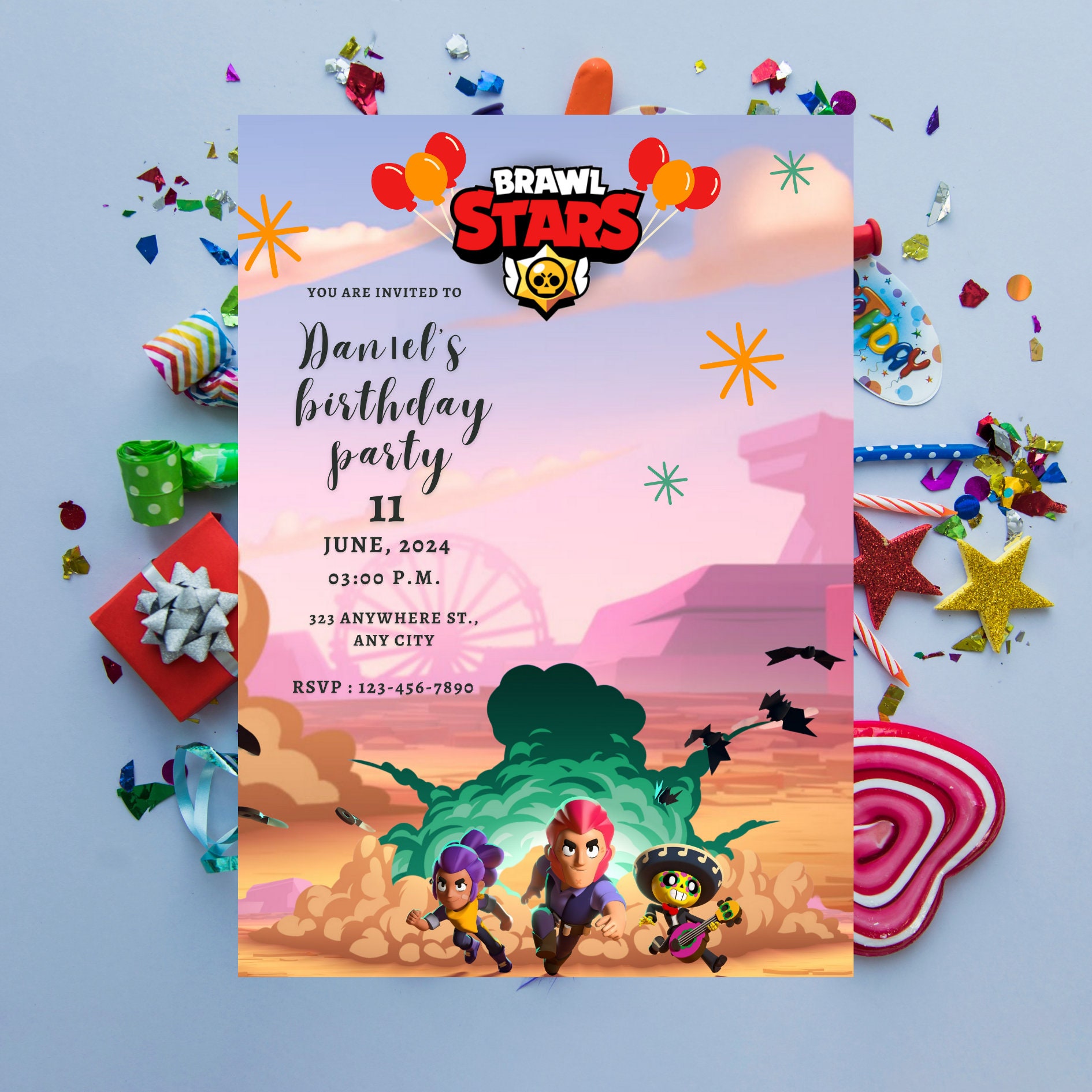Brawl Stars Birthday Invitation,brawl Stars Party,brawl Stars,digital ...
