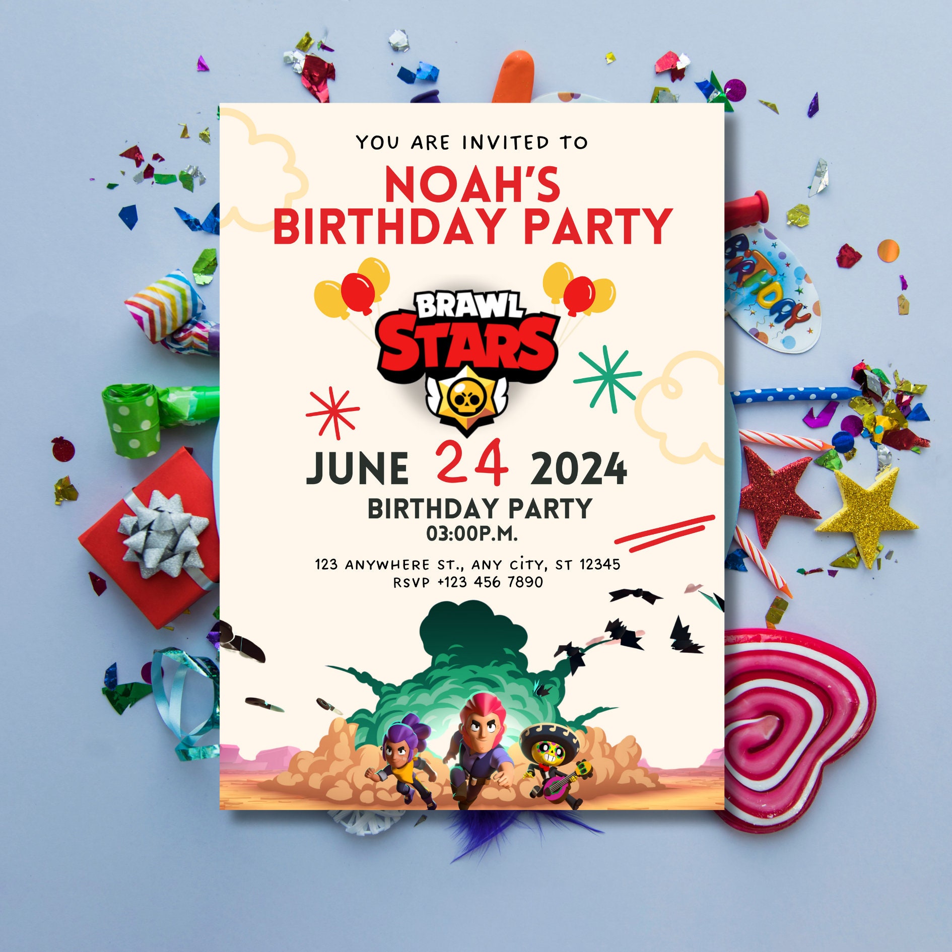 Brawl Stars Birthday Invitation,brawl Stars Invitation,brawl Stars ...