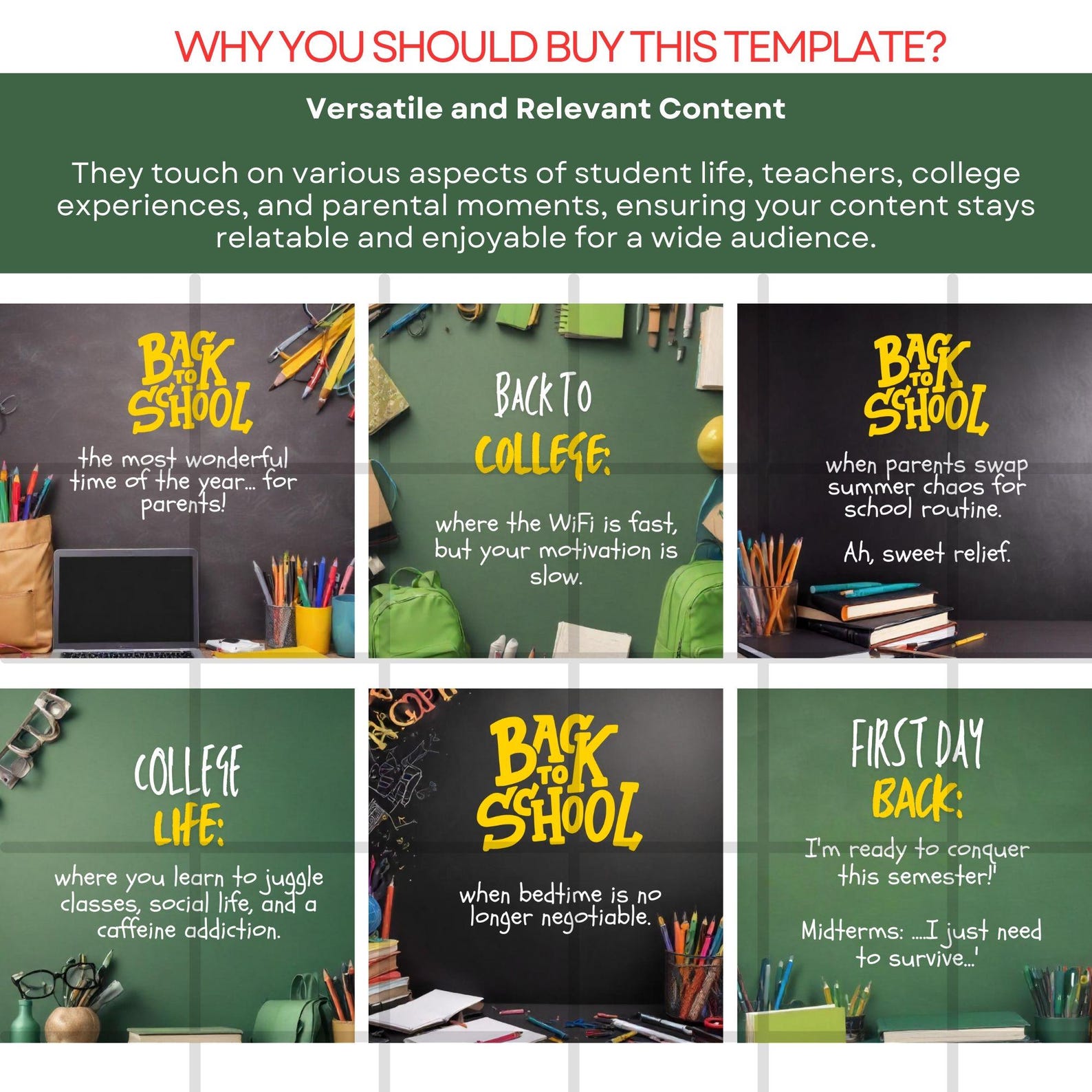Back-to-school Themed Social Media Engagement Templates, School Themed ...