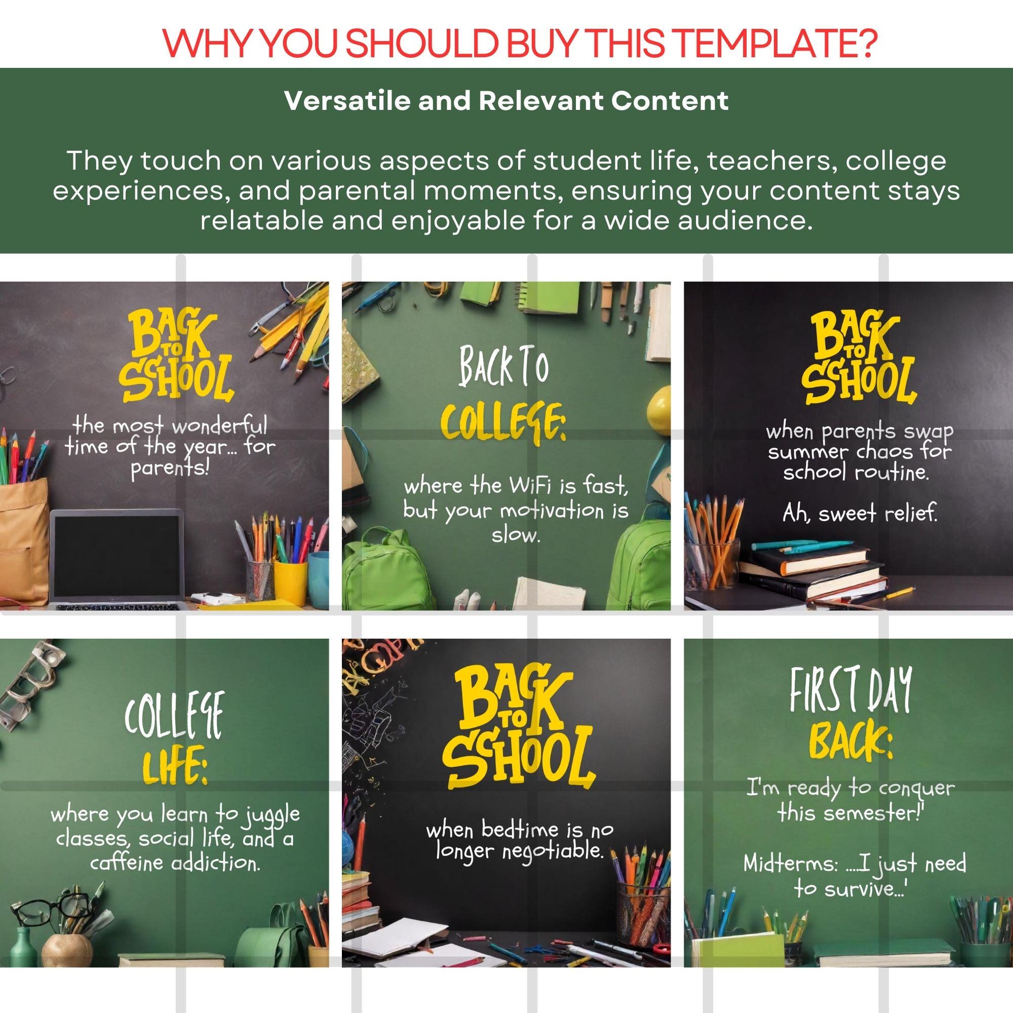 Back-to-school Themed Social Media Engagement Templates, School Themed ...