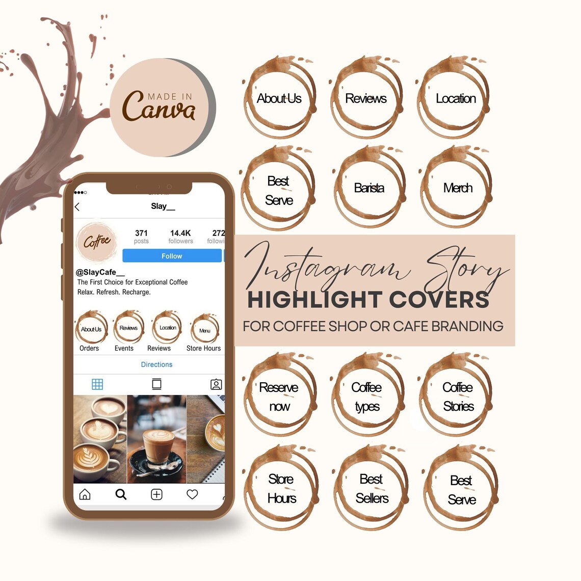 Editable Minimalist Instagram Story Covers Coffee Theme Insta Icons for ...