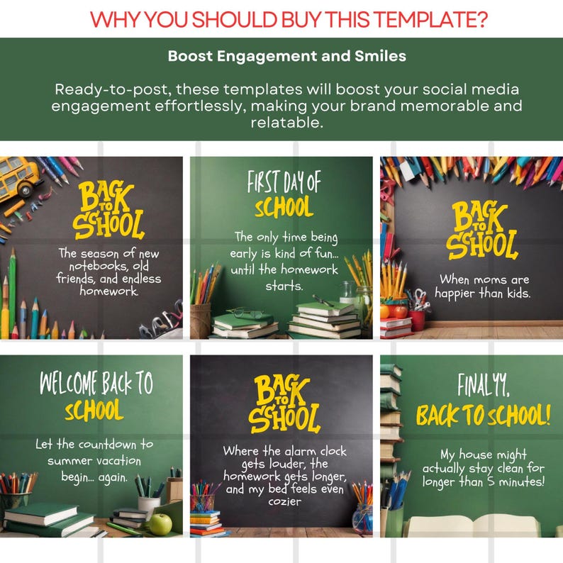 Back-to-school Themed Social Media Engagement Templates, School Themed ...