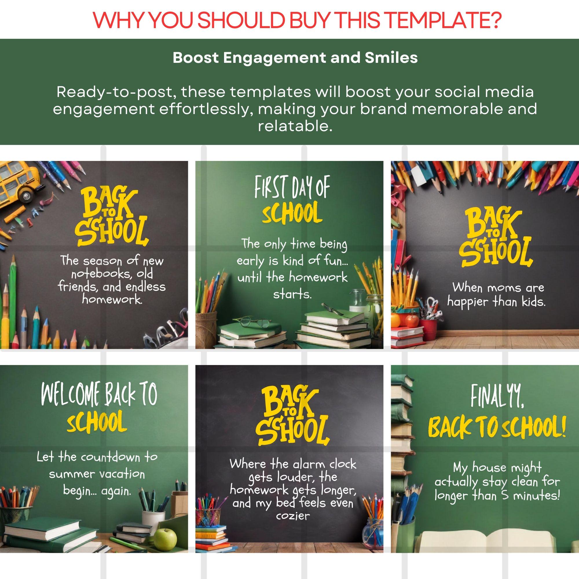 Back-to-school Themed Social Media Engagement Templates, School Themed ...