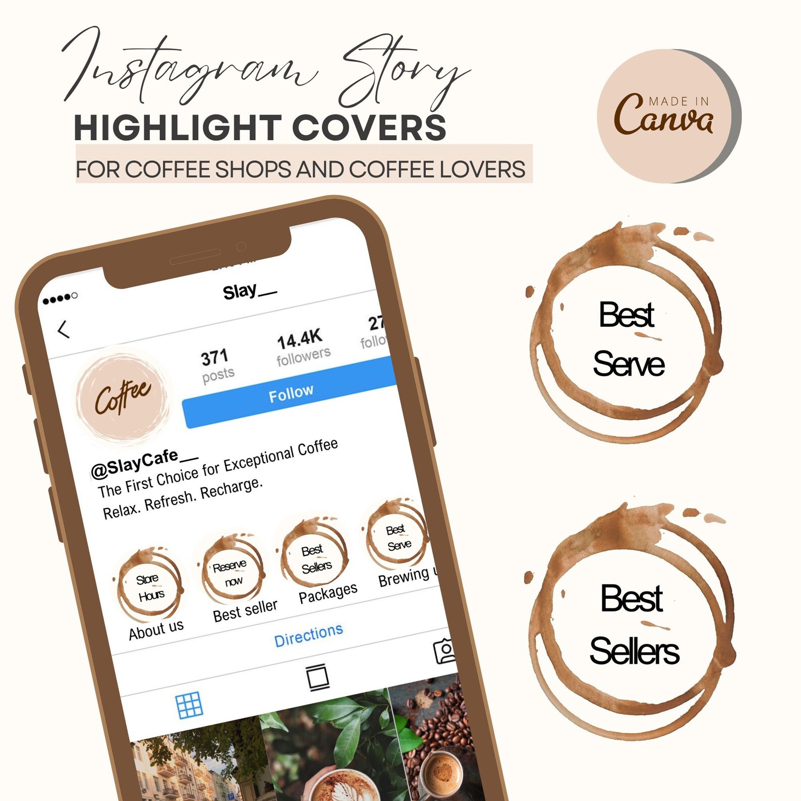 Editable Minimalist Instagram Story Covers Coffee Theme Insta Icons for ...