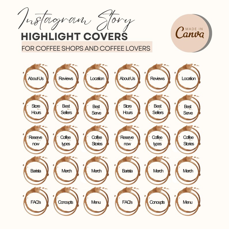 Editable Minimalist Instagram Story Covers Coffee Theme Insta Icons for ...