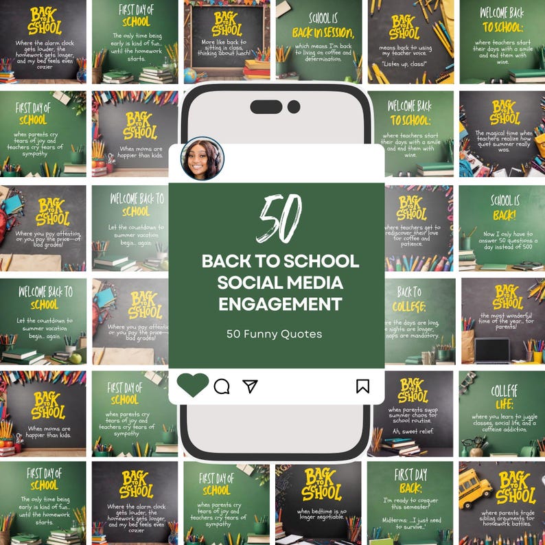 Back-to-school Themed Social Media Engagement Templates, School Themed ...