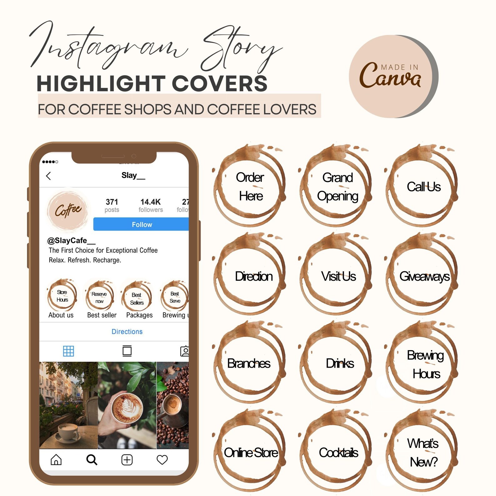 Editable Minimalist Instagram Story Covers Coffee Theme Insta Icons for ...