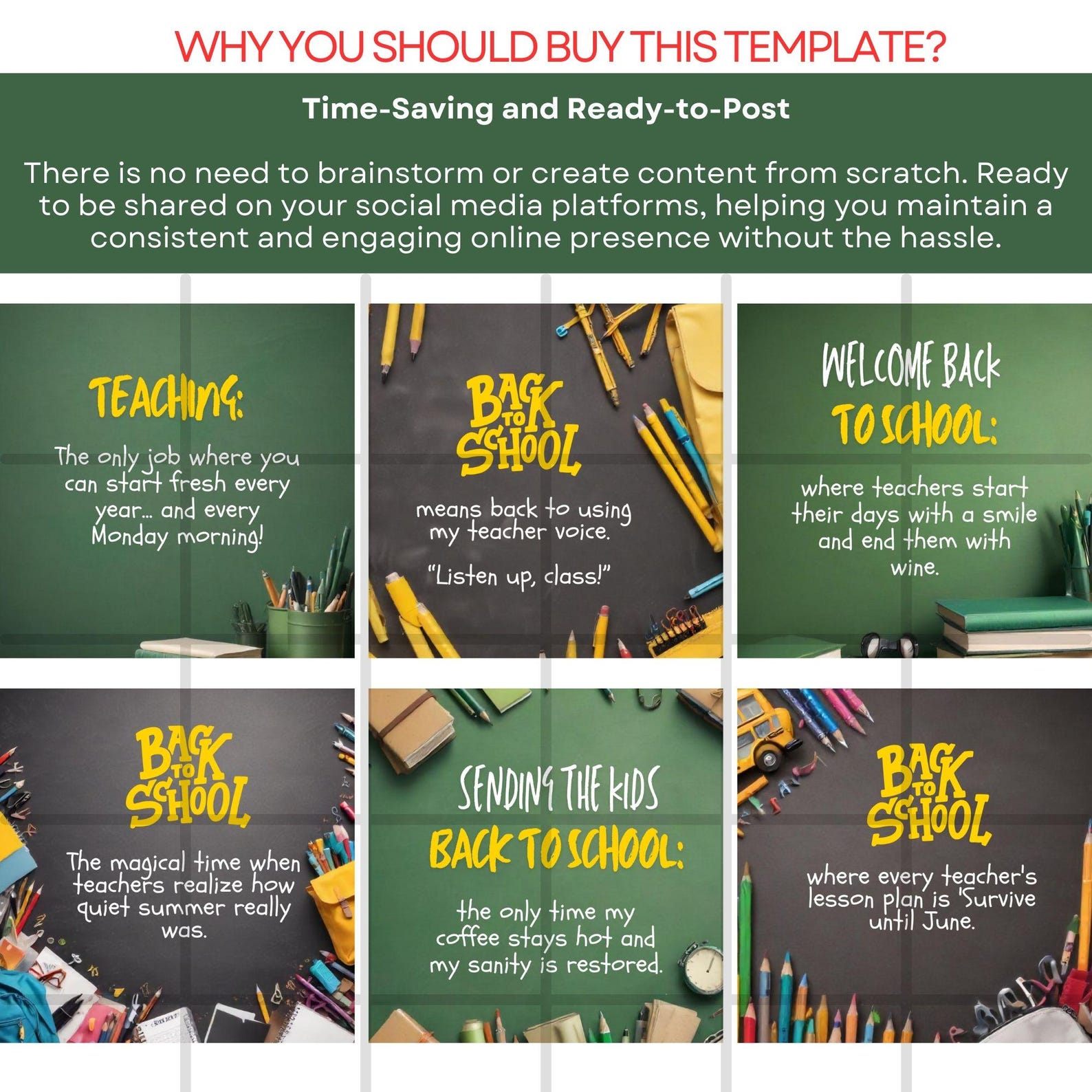 Back-to-school Themed Social Media Engagement Templates, School Themed ...