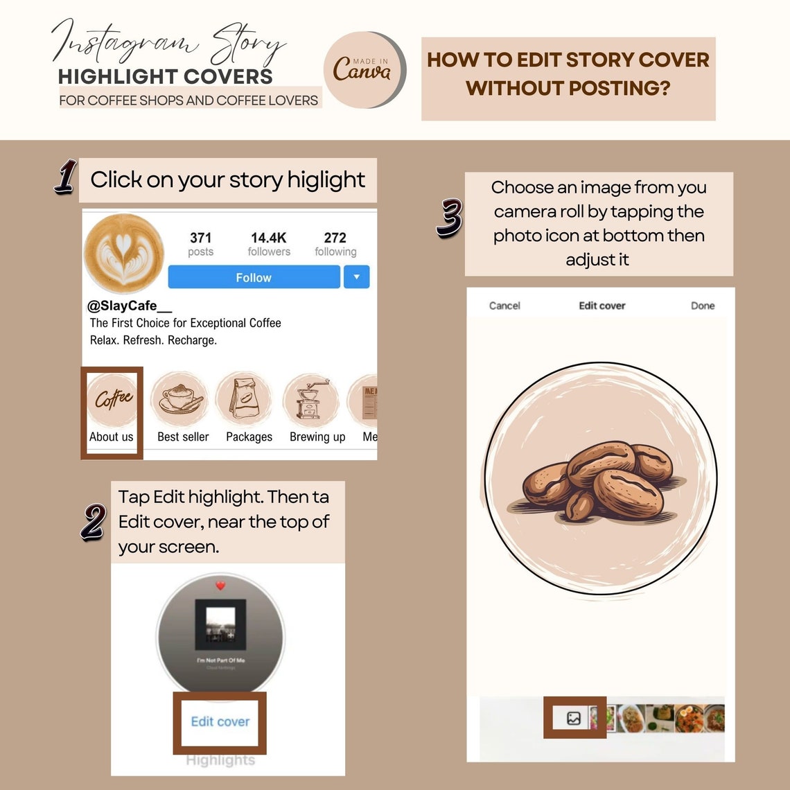 Editable Minimalist Instagram Story Covers Coffee Theme Insta Icons for ...
