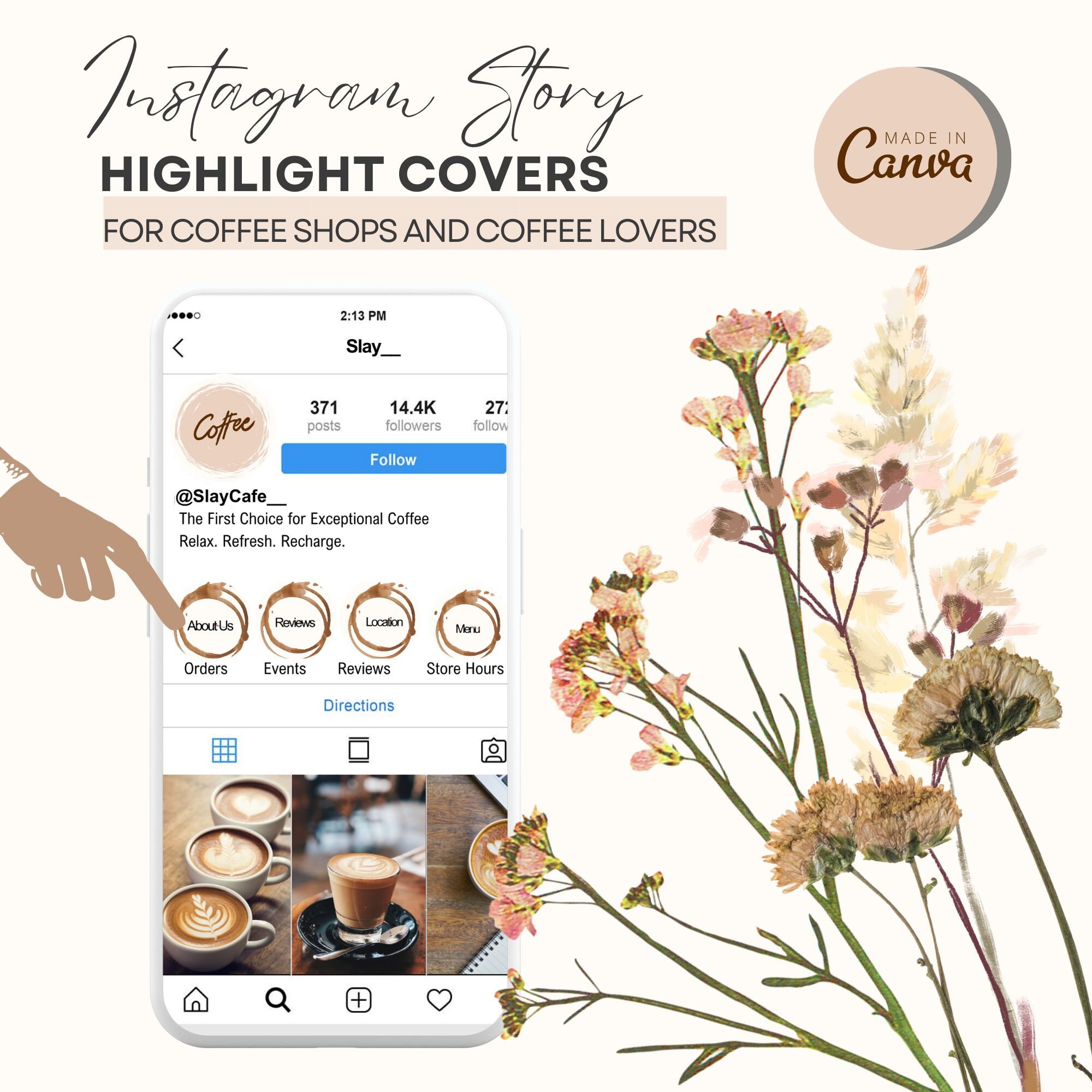 Editable Minimalist Instagram Story Covers Coffee Theme Insta Icons for ...