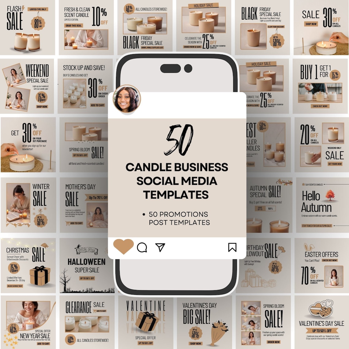 Candle Instagram Post Promotion Templates Candle Maker Social Media ...