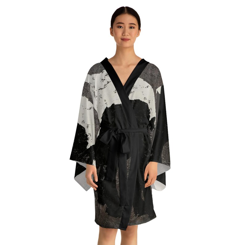 Long Sleeve Kimono Robe With an Image of a Nature Inspired Painting ...