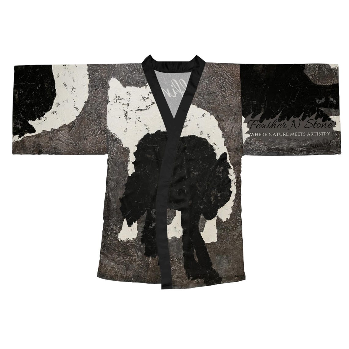 Long Sleeve Kimono Robe With an Image of a Nature Inspired Painting ...